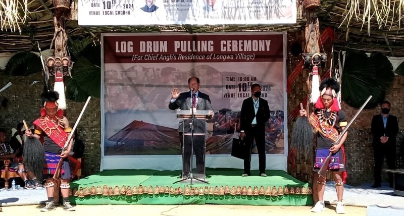 CM Rio inaugurates Log Drum at Longwa village in Mon - Nagaland ...