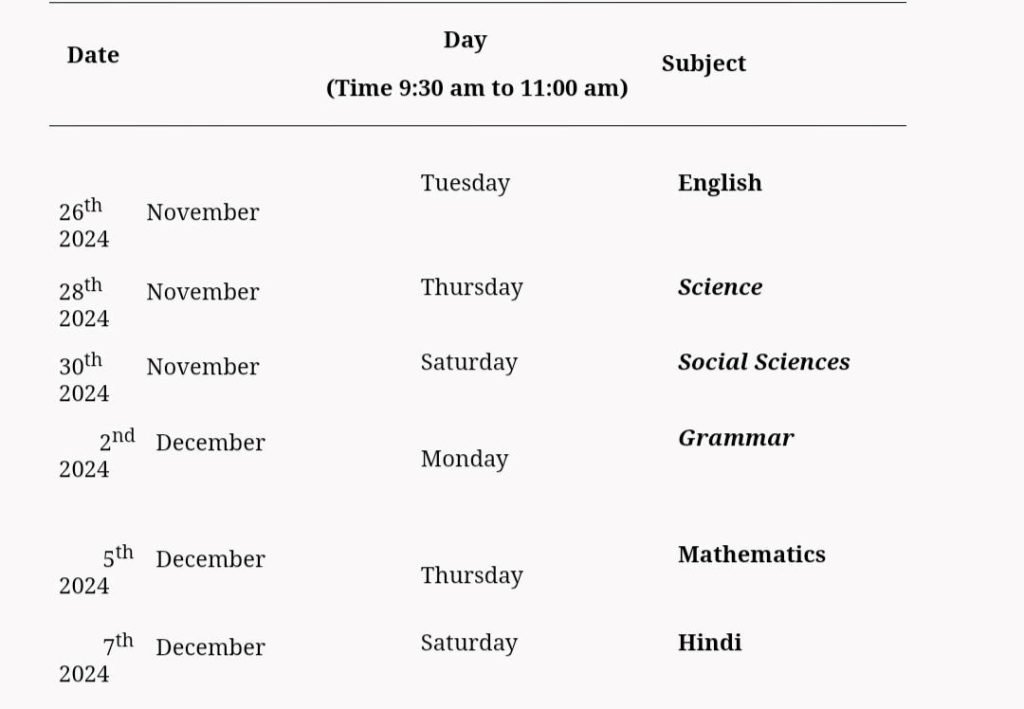 NBSE notifies on schedule of Phase II CLASS 8 &9 final examination 2024 ...