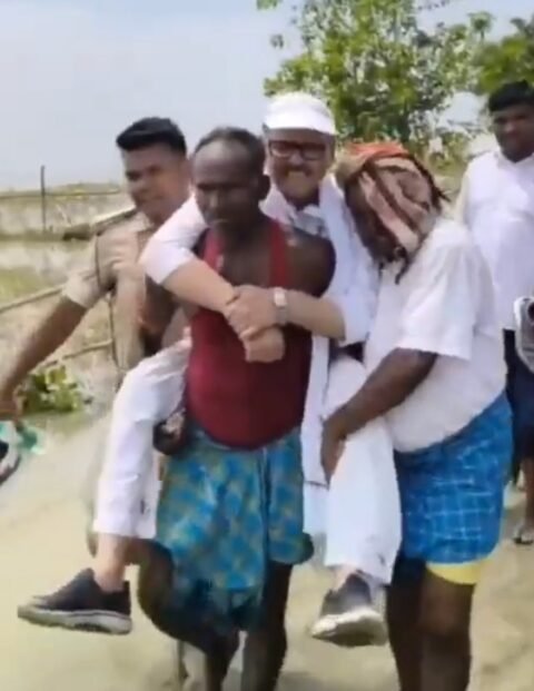 Congress MP Tariq Anwar sparks row after villagers carry him during flood inspection in Bihar ...